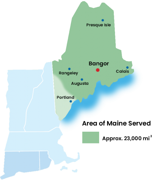 Coverage Area for MaineDelivery | Large Parcels | Bangor, Maine