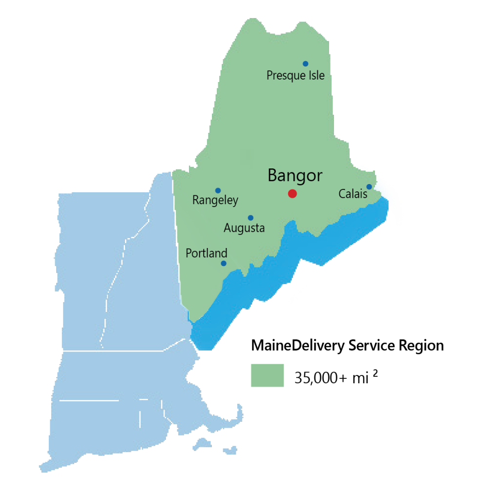 Coverage Area for MaineDelivery | Large Parcels | Bangor, Maine